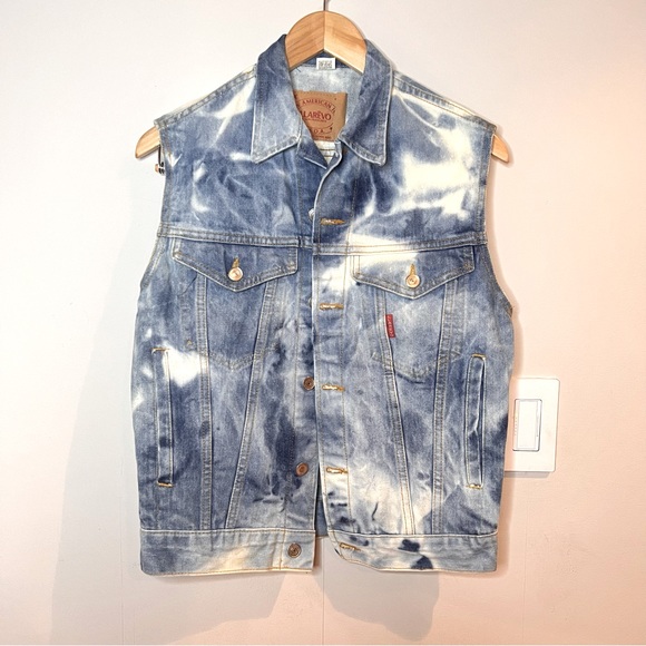Jackets & Coats | Vintage Rare Distressed Denim Tie Dye Jean Vest ...